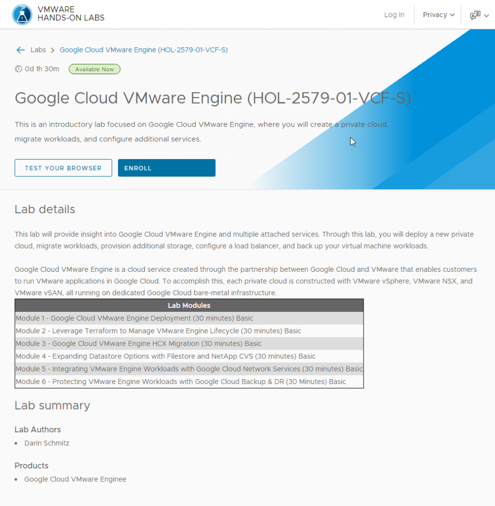 Announcing the New Hands-on Lab for Google Cloud VMware Engine - darinschmitz.com